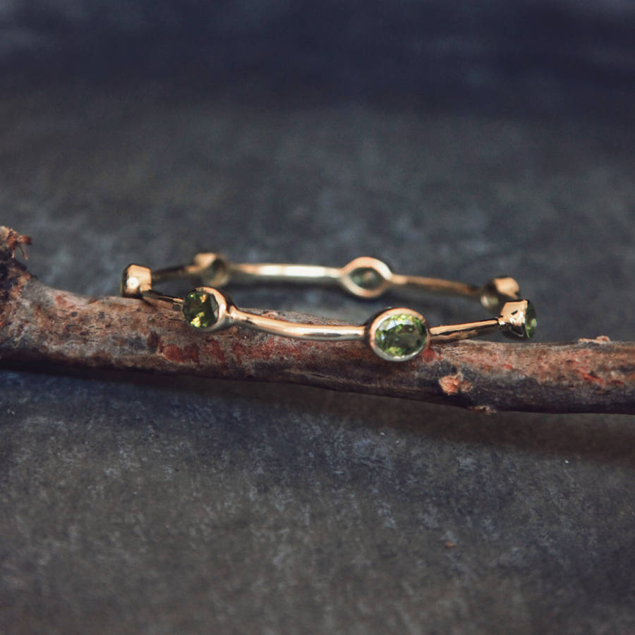 Peridot & Brass Bangle // Golden Gemstone Bracelet // Elegant | Etsy