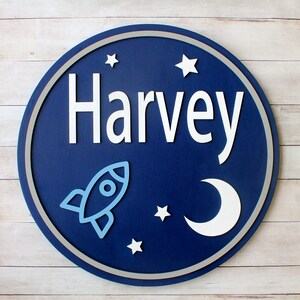 Baby Name Sign Rocket Ship Sign Space Nursery Sign Boy - Etsy