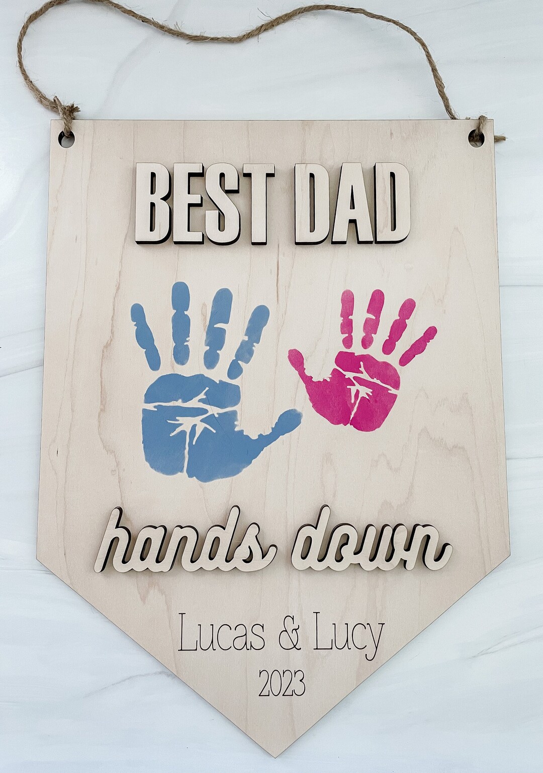 Best Dad Hands Down DIY Handprint Sign, Father's Day Gift, Kids Craft ...
