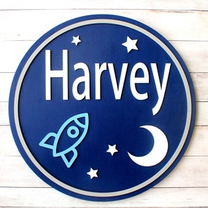 Baby Name Sign Rocket Ship Sign Space Nursery Sign Boy - Etsy