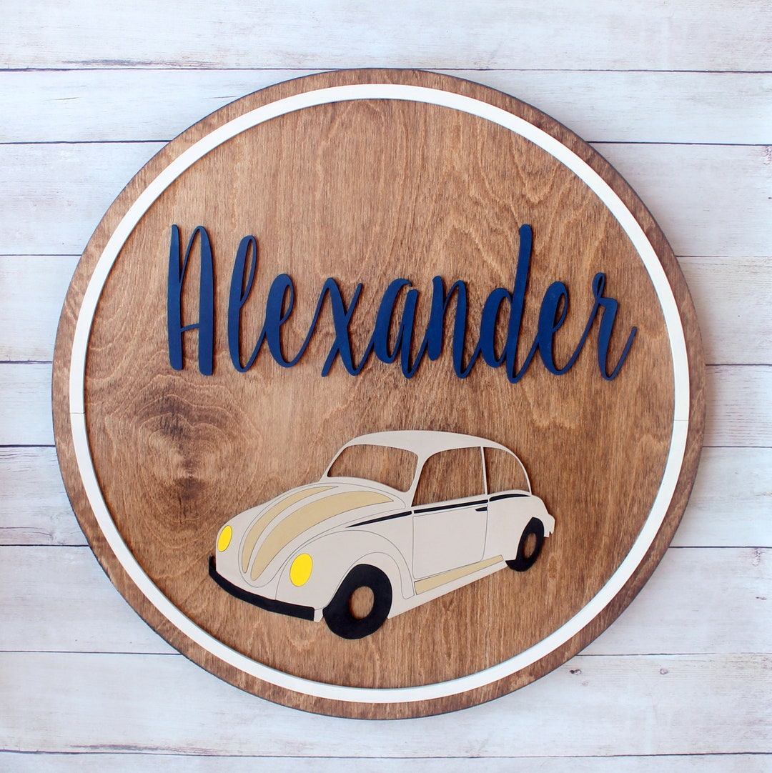 Car Baby Name Sign Vintage Car Nursery Name Sign Baby Boy - Etsy
