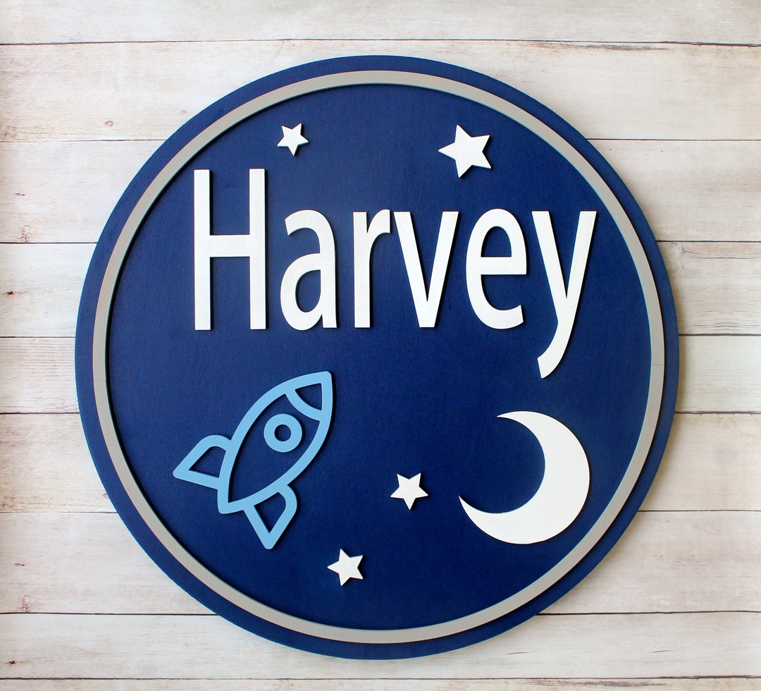 Baby Name Sign Rocket Ship Sign Space Nursery Sign Boy - Etsy