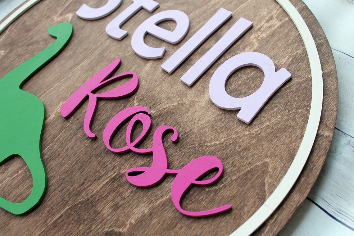 Girl Baby Name Sign Girl Dinosaur Sign Baby Girl Name Sign - Etsy