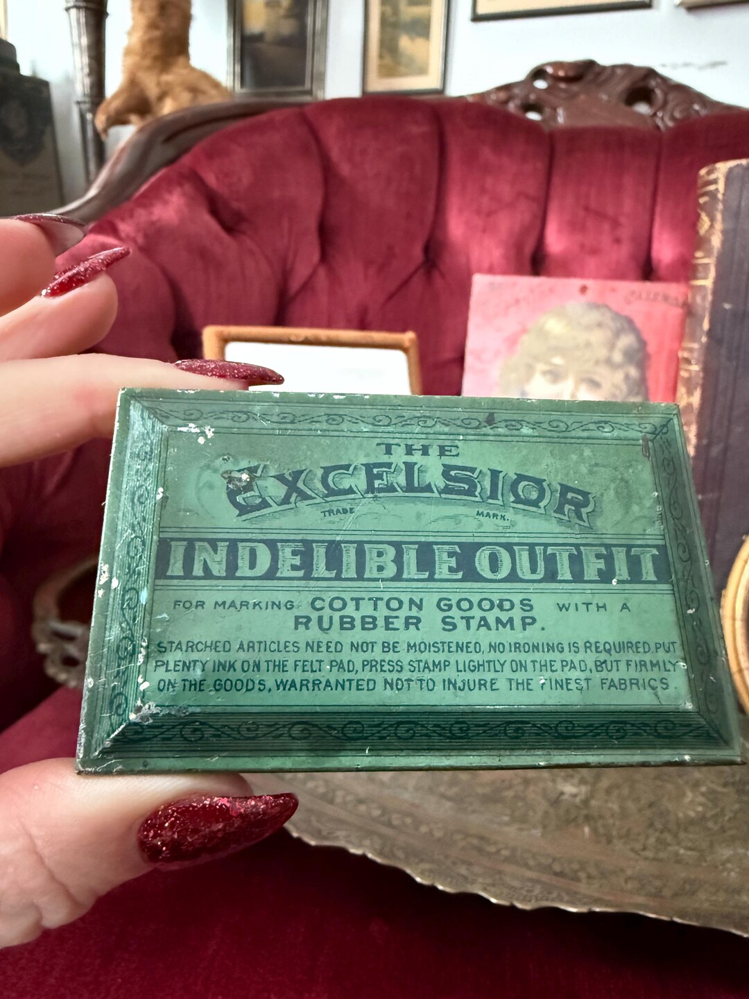 Antique Excelsior Indelible Outfit Stamp Pad (dry) for Display or ...