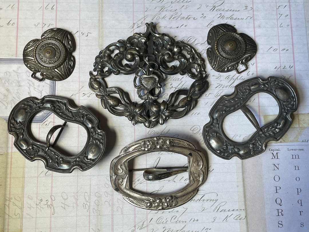 Antique Victorian Art Nouveau Sash Belt Buckles Ornate Jewelry Brooch ...