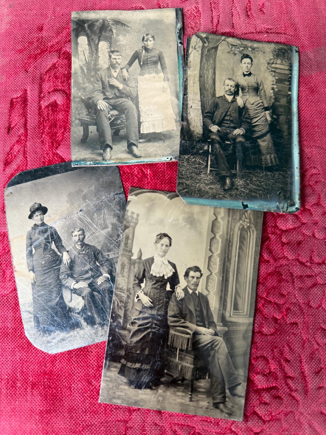 Antique Victorian Lot of 4 Tintypes Photo Portraits of Couples Ephemera ...