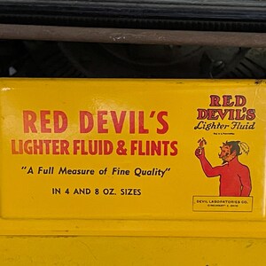 Rare Vintage Devil Laboratories Red Devils Lighter Fluid Brand Metal ...