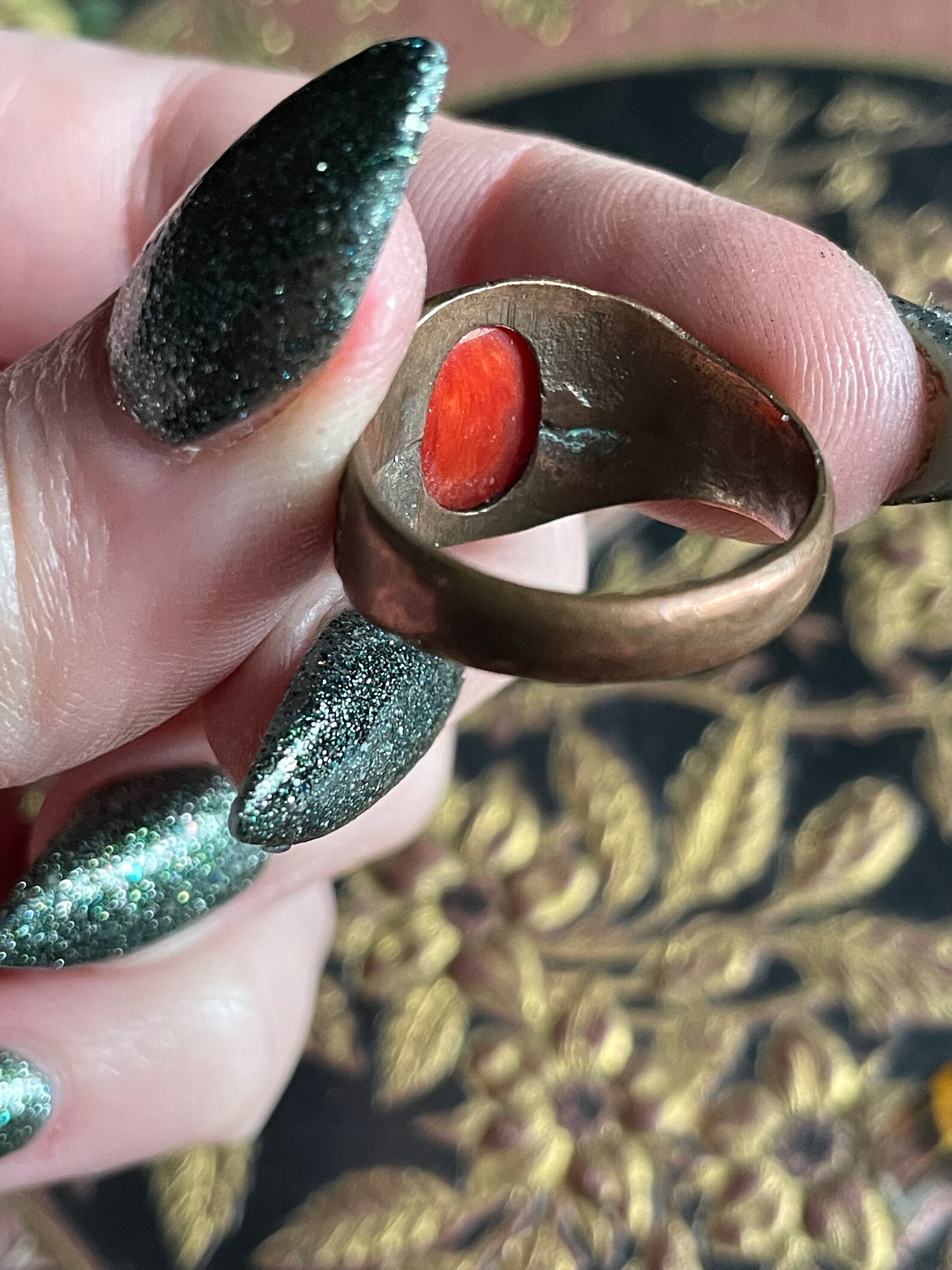 Vintage Copper Ring W/ Red Coral Stone Jewelry Gift - Etsy