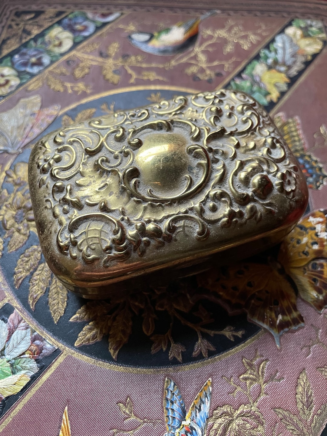 Antique Victorian Brass Ornate Hinged Floral Soap Box Travel Box - Etsy