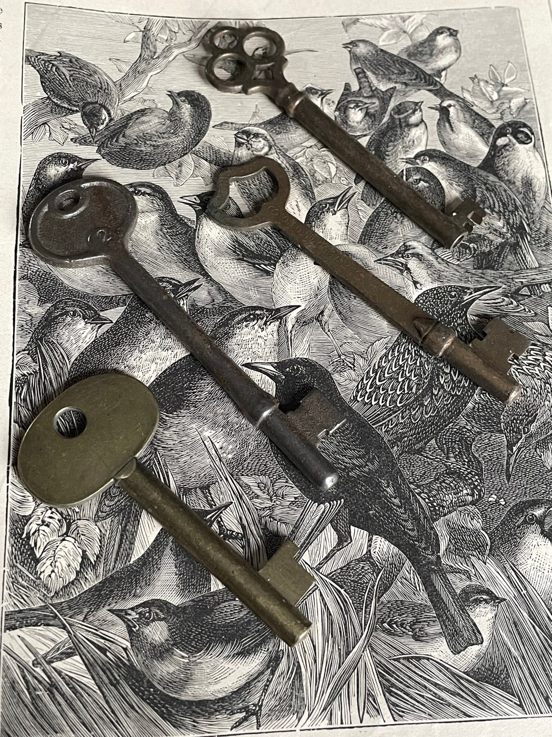 Large Antique Brass & Steel Skeleton Keys Restoration Home Decor Art ...