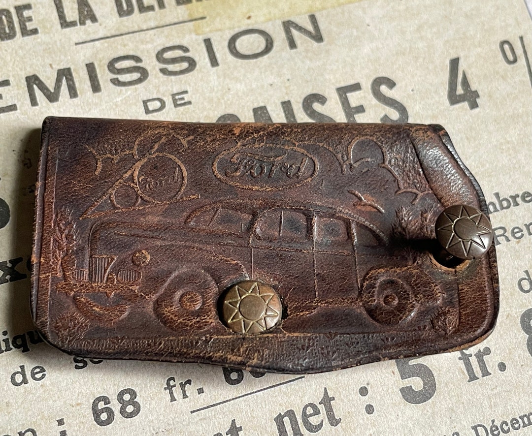 Vintage Leather Ford Keychain Key Holder Embossed Leather Ford Car ...