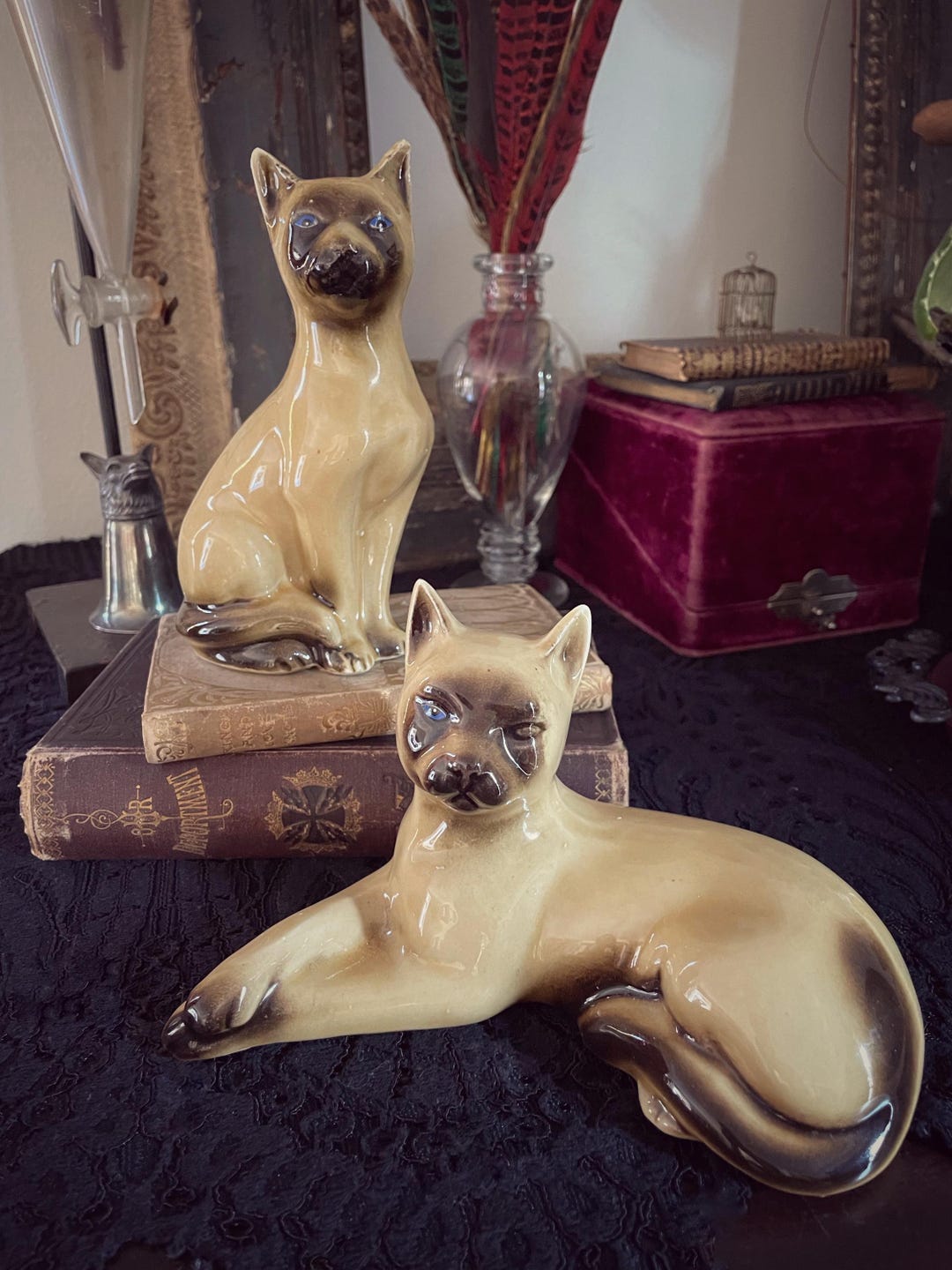 Vintage Pair of Large Siamese Cat Figurines Made in Brazil - Etsy
