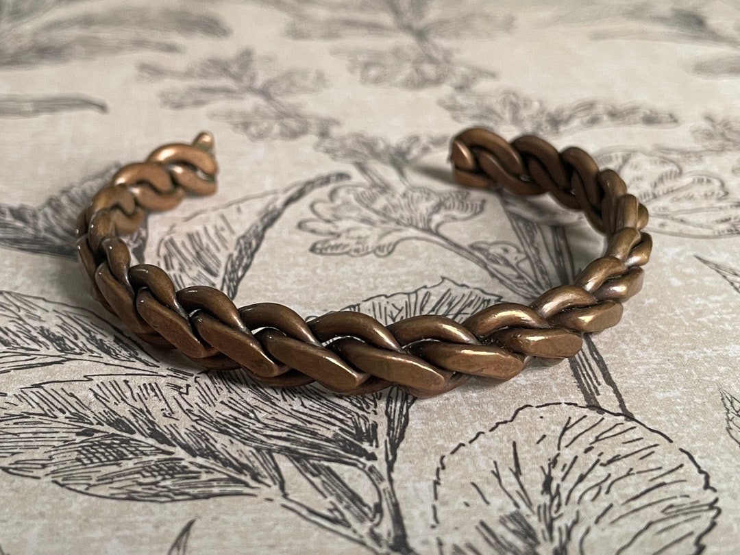 Vintage Copper Braided Cuff Bracelet - Etsy
