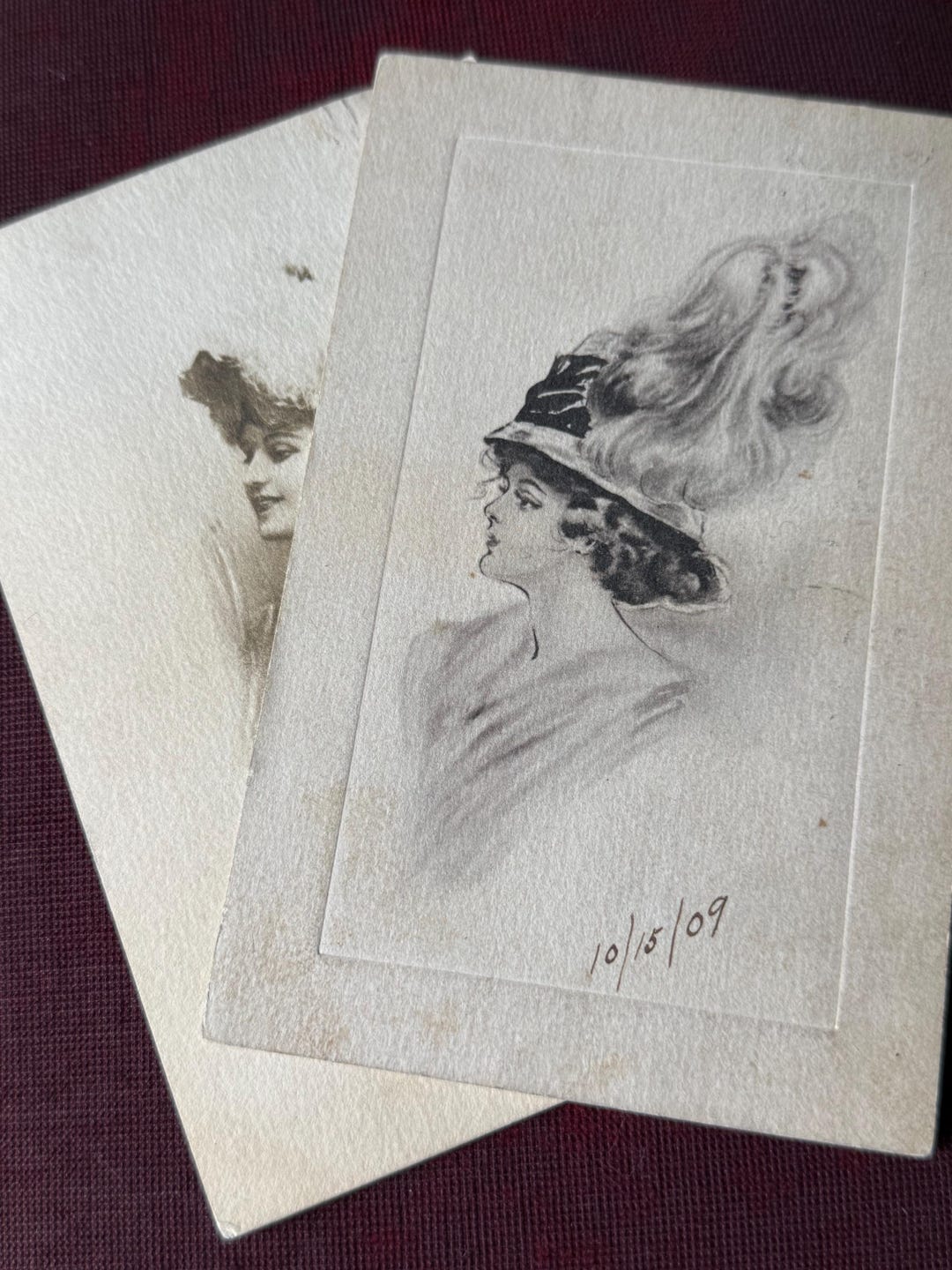 Antique Pair of Victorian Ladies Postcards 1909-1910 Ephemera - Etsy