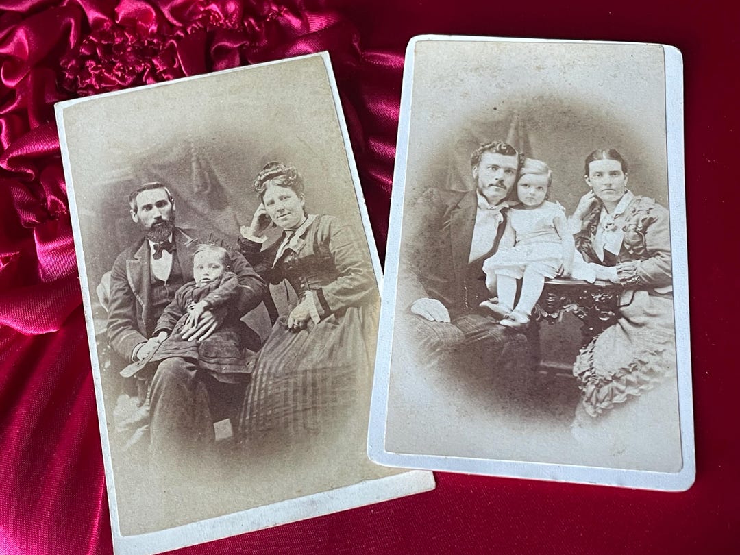 Antique Pair of Victorian CDV Photo Portrait Cards of Families London ...