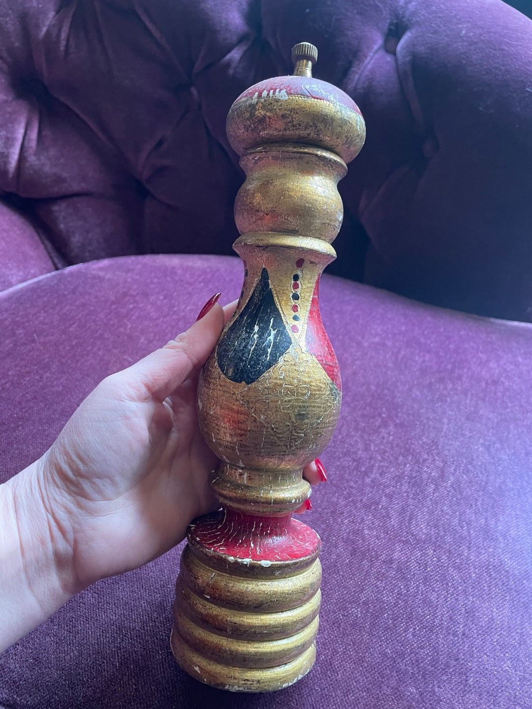 Vintage Gold Italian Florentine Pepper Mill Pepper Grinder Home Decor ...