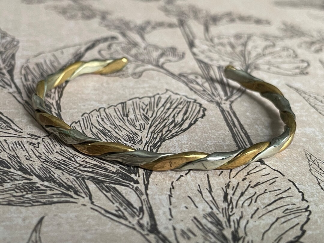 Vintage Copper & Sterling Twisted Cuff Bracelet Signed Sergio Lob ...