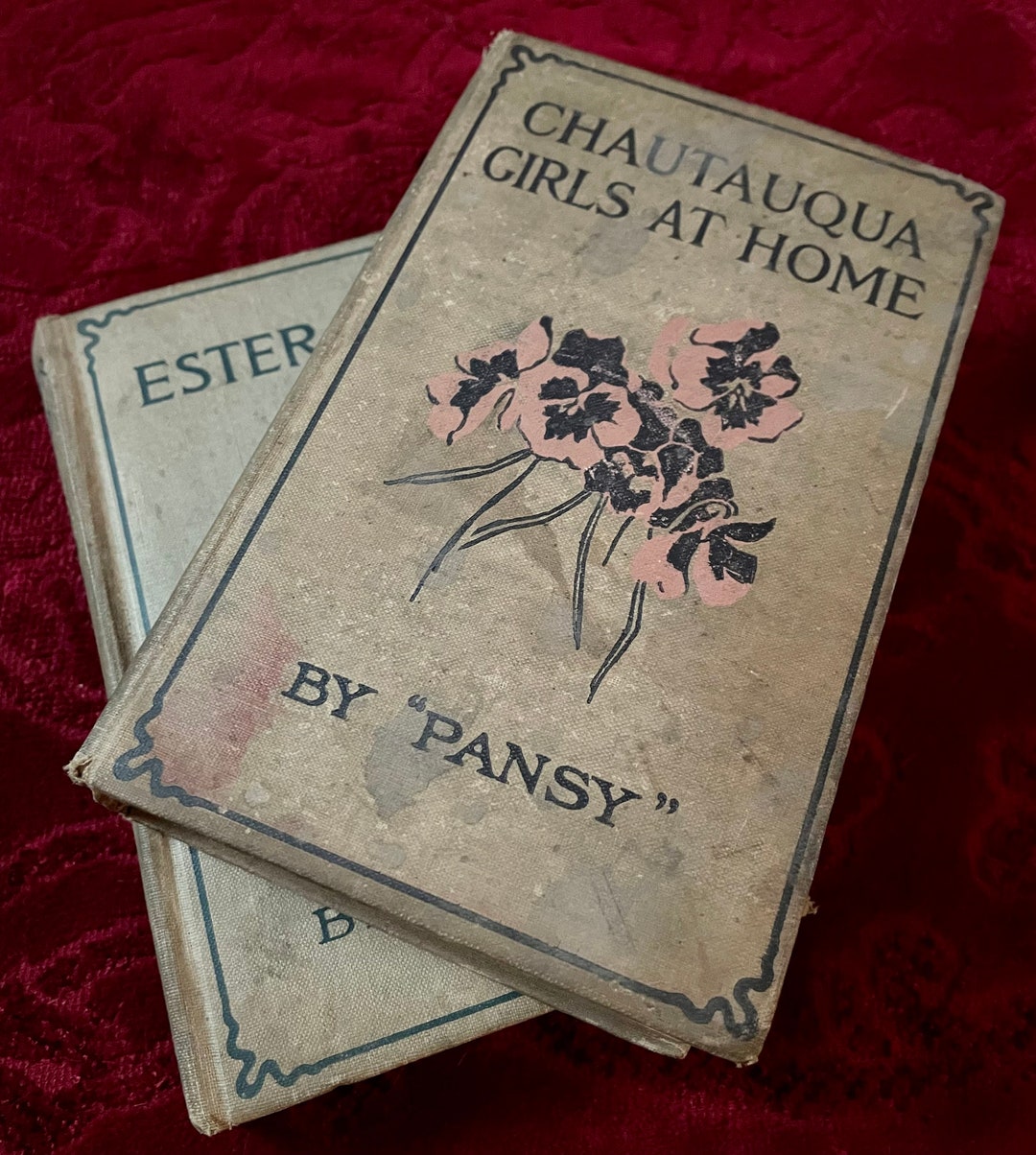 Pair of Gorgeous Antique Books W/ Pansy Covers Ester Ried & Chautauqua ...