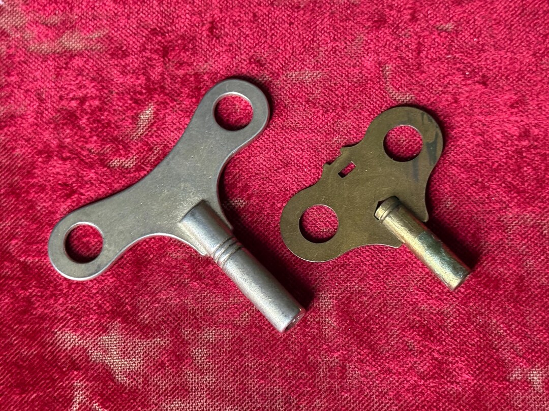 Antique Clock Keys Pair Silvertone and Brass Hardware Restoration Art ...