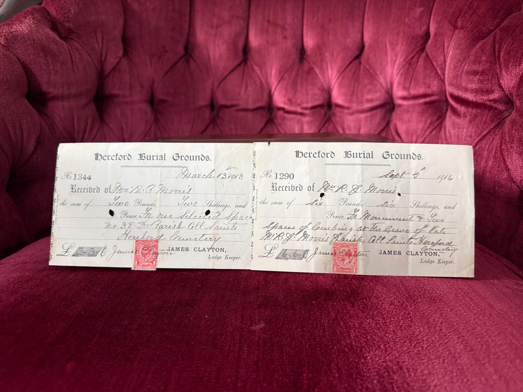 Antique Burial Ground Certificates for Burial Plot Grave Hereford ...