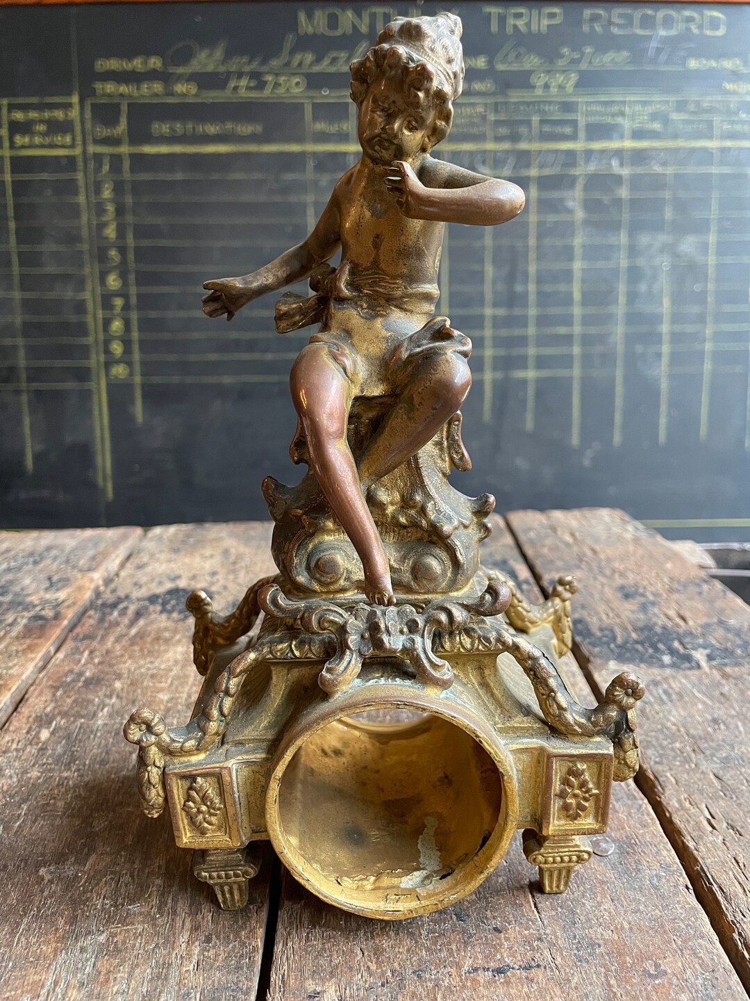 Antique Cast Metal Cherub Angel Clock Housing Clock Parts Victorian ...