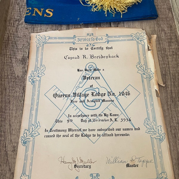 Masonic Certificate - Etsy