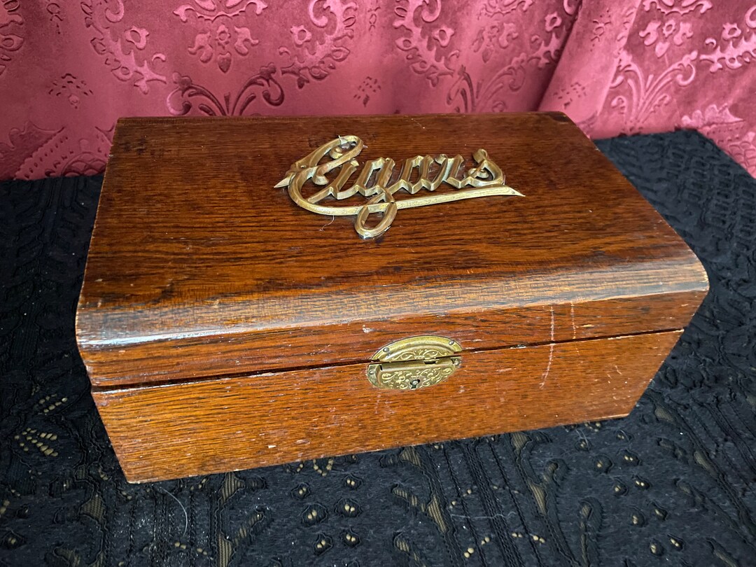 Antique Cigar Humidor Wood Box W/ Ornate Hardware - Etsy