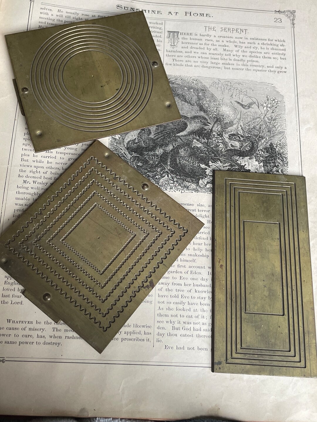 Vintage Brass Master Template Engraver Design Plates Geometric Designs ...