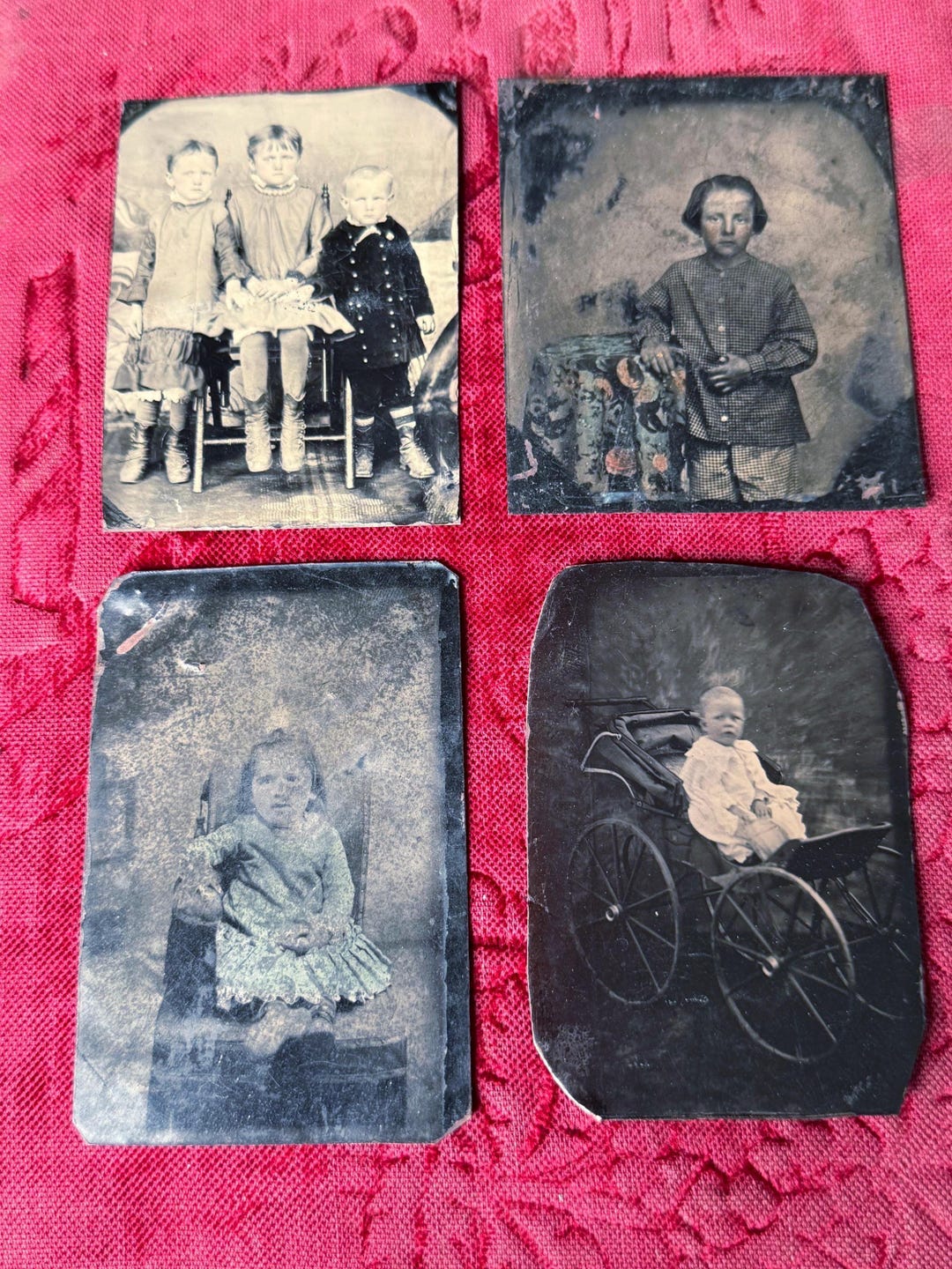 Antique Victorian Lot of 4 Tintypes Photo Portraits of Children ...