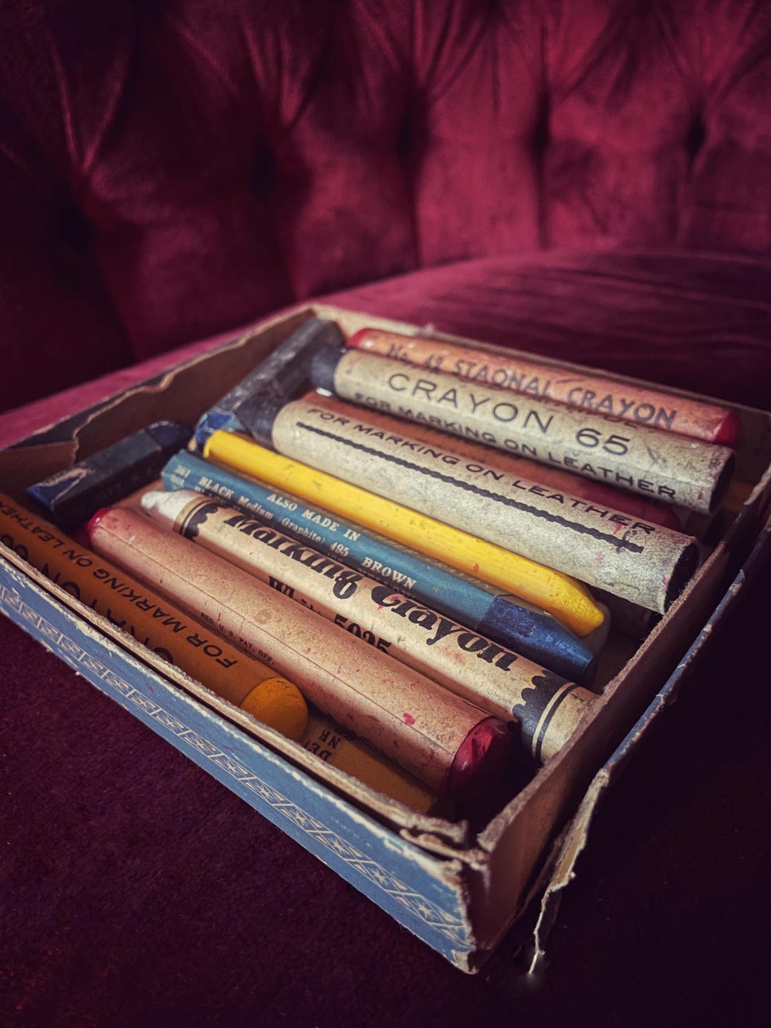 Antique Collection of 23 Assorted Large Marking Crayons Leather Marking ...