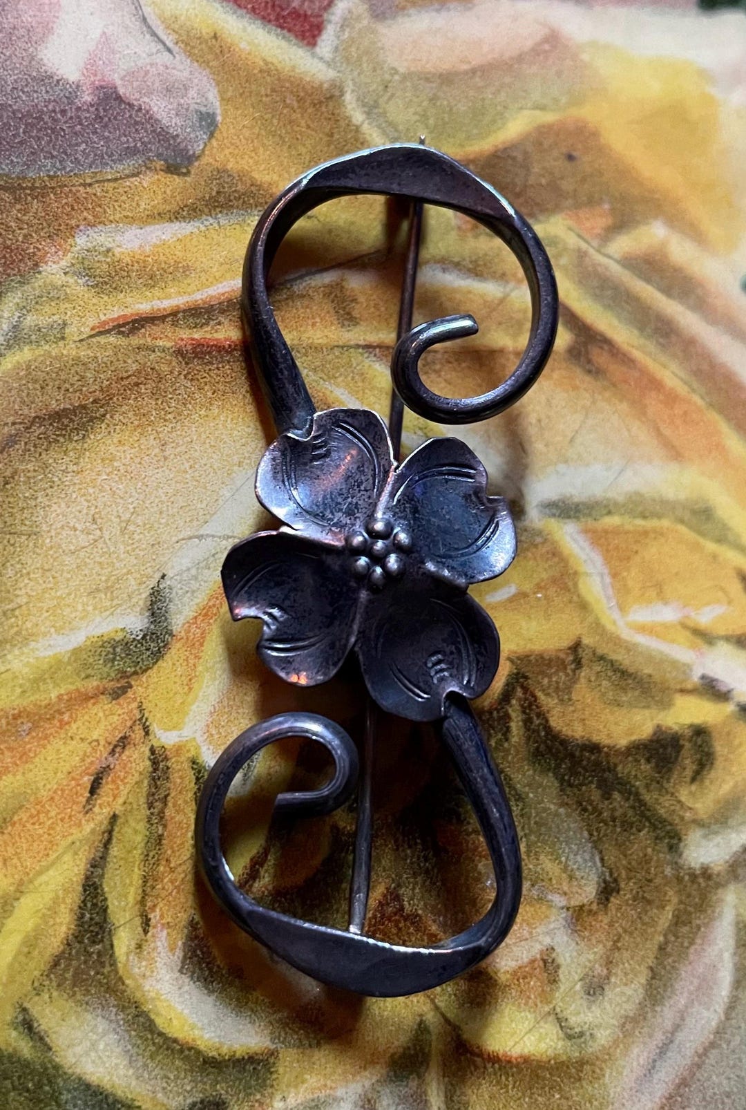 Vintage Sterling Silver Signed Stuart Nye Dogwood Floral Flower Brooch ...