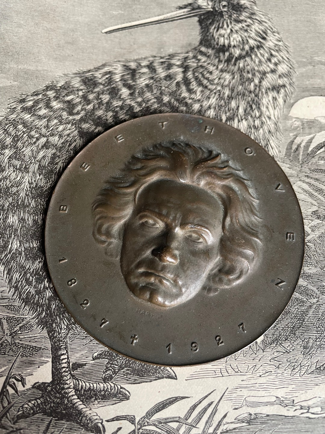 Antique Ludwig Van Beethoven Death Centennial Commemorative Bronze ...