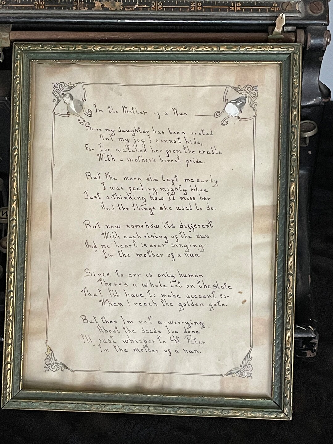 Antique Handwritten & Decorated Framed Poem About A Nun and Mother - Etsy
