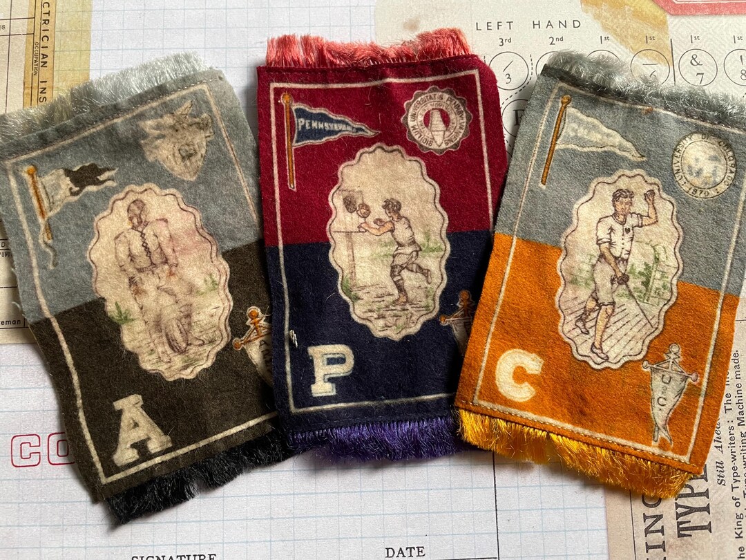 Antique 1910s College Pennant Tobacco Felt Rug University of ...