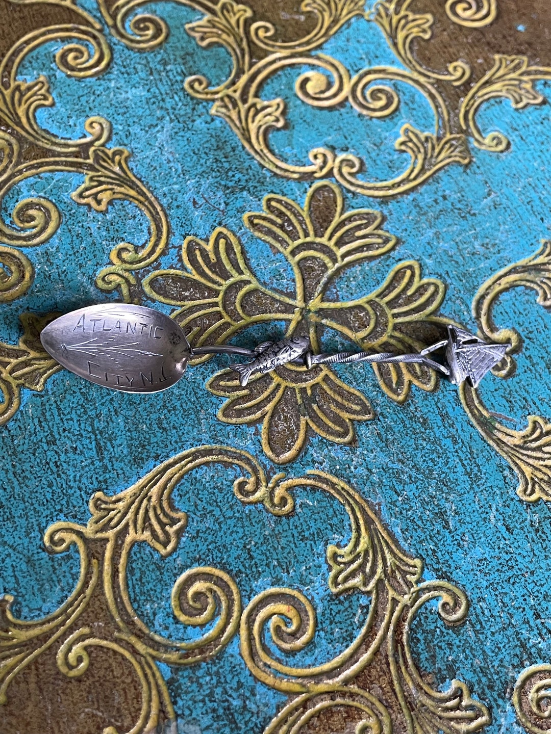 Antique Atlantic City Fish Sailboat Boardwalk Souvenir Sterling Silver ...