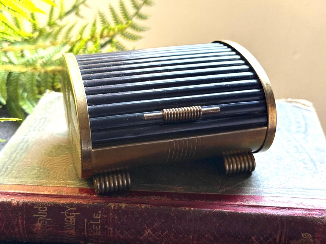 Vintage 1930’s Park Sherman Art Deco Brass & Black "rollette" Roll-top ...