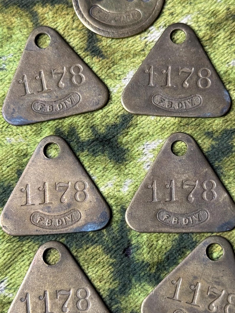 Vintage Metal Brass Fisher Body Tool Tags Detroit Michigan Sold ...
