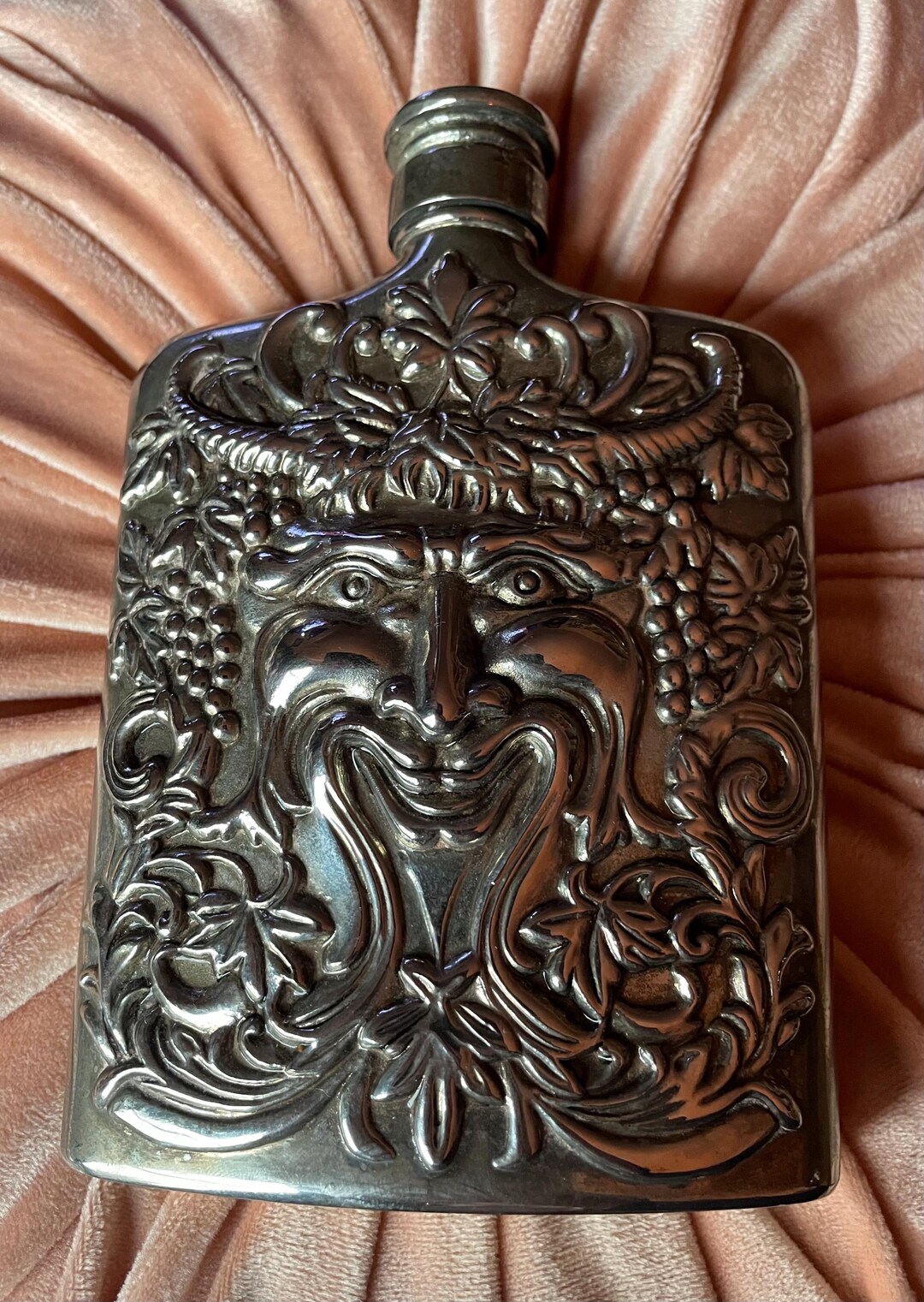 Vintage Goldinger Signed Silverplated Greenman Bacchus Large Ornate ...