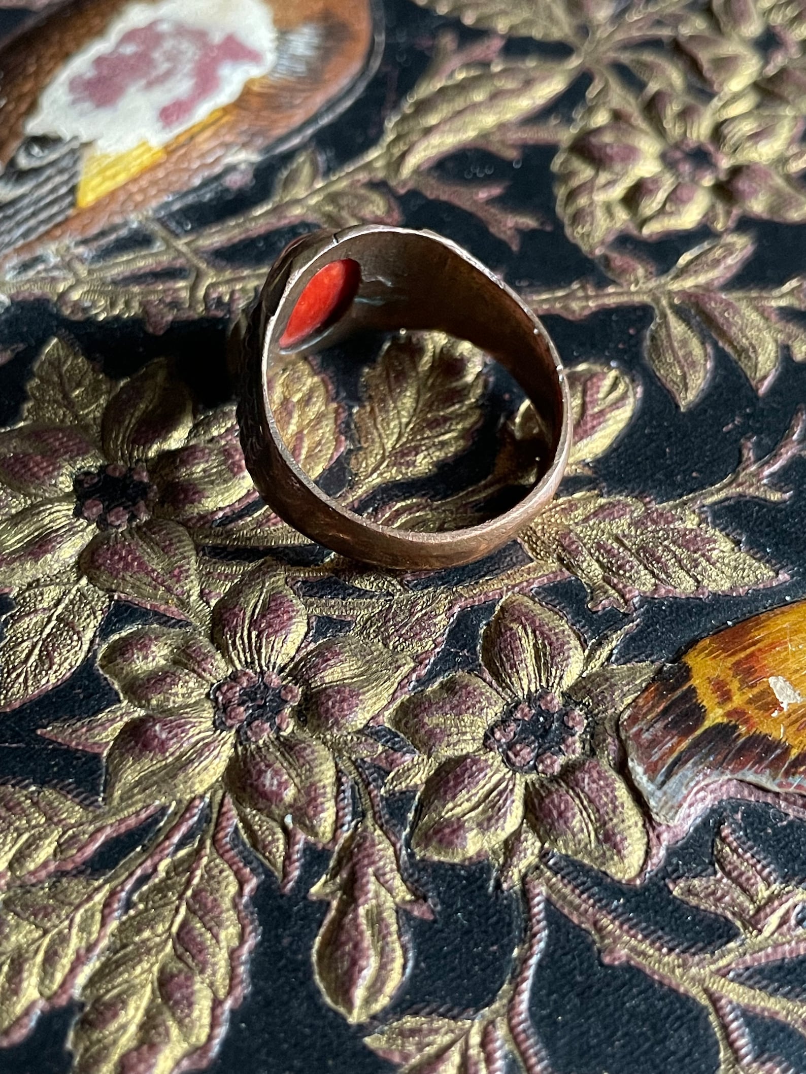 Vintage Copper Ring W/ Red Coral Stone Jewelry Gift - Etsy