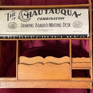 Antique Chautauqua Combination Drawing Board Writing Desk W/ Rolling ...