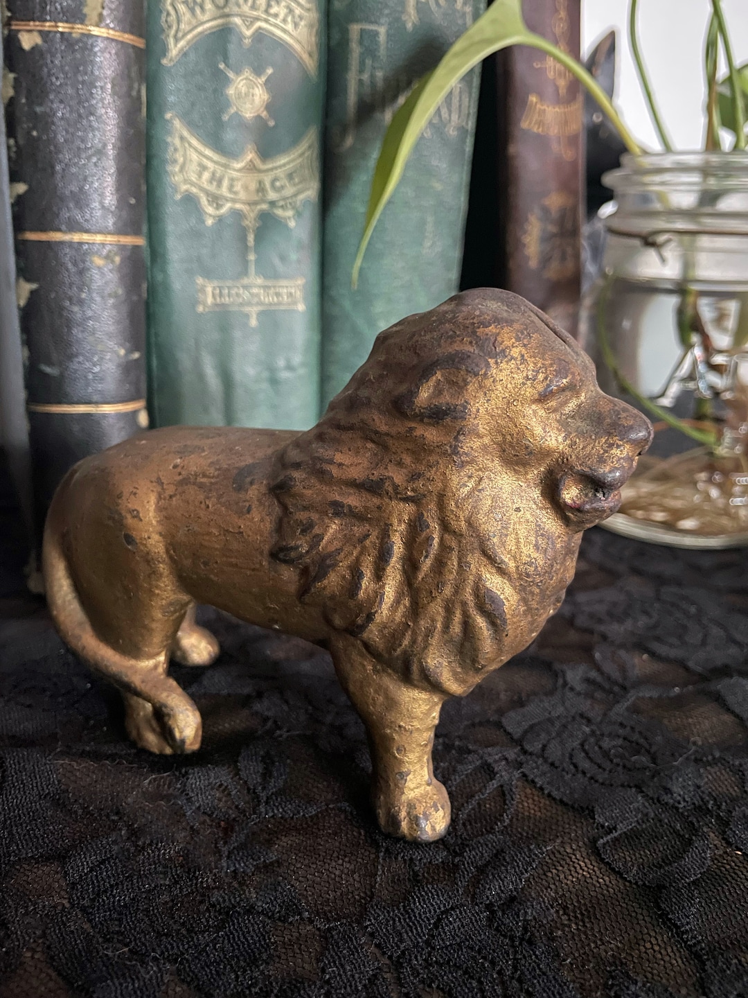 Antique Cast Iron Lion Coin Bank Gift Animal Bank Home Decor - Etsy