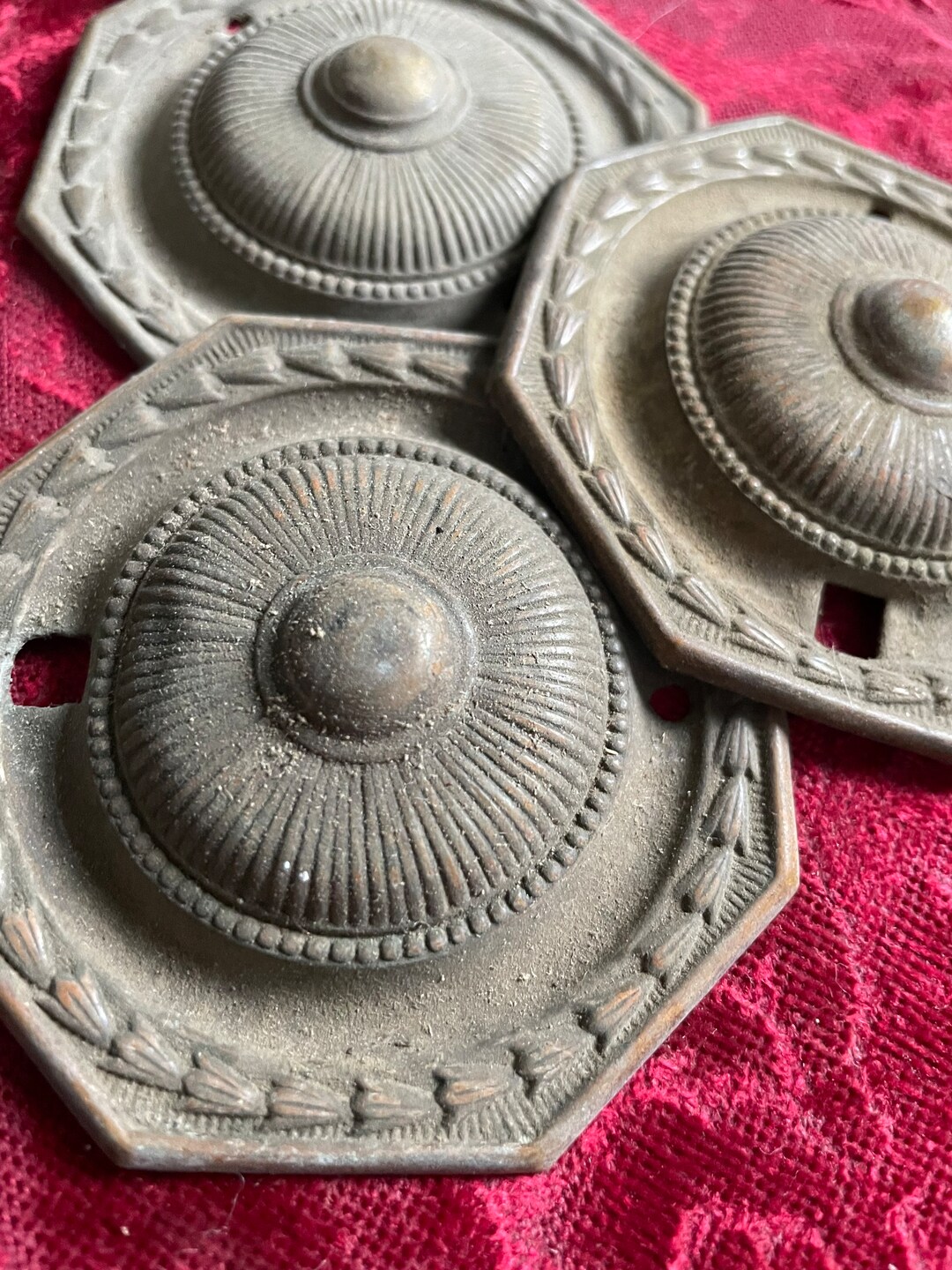 Trio of Antique Vintage Ornate Brass Octagon Hardware - Etsy