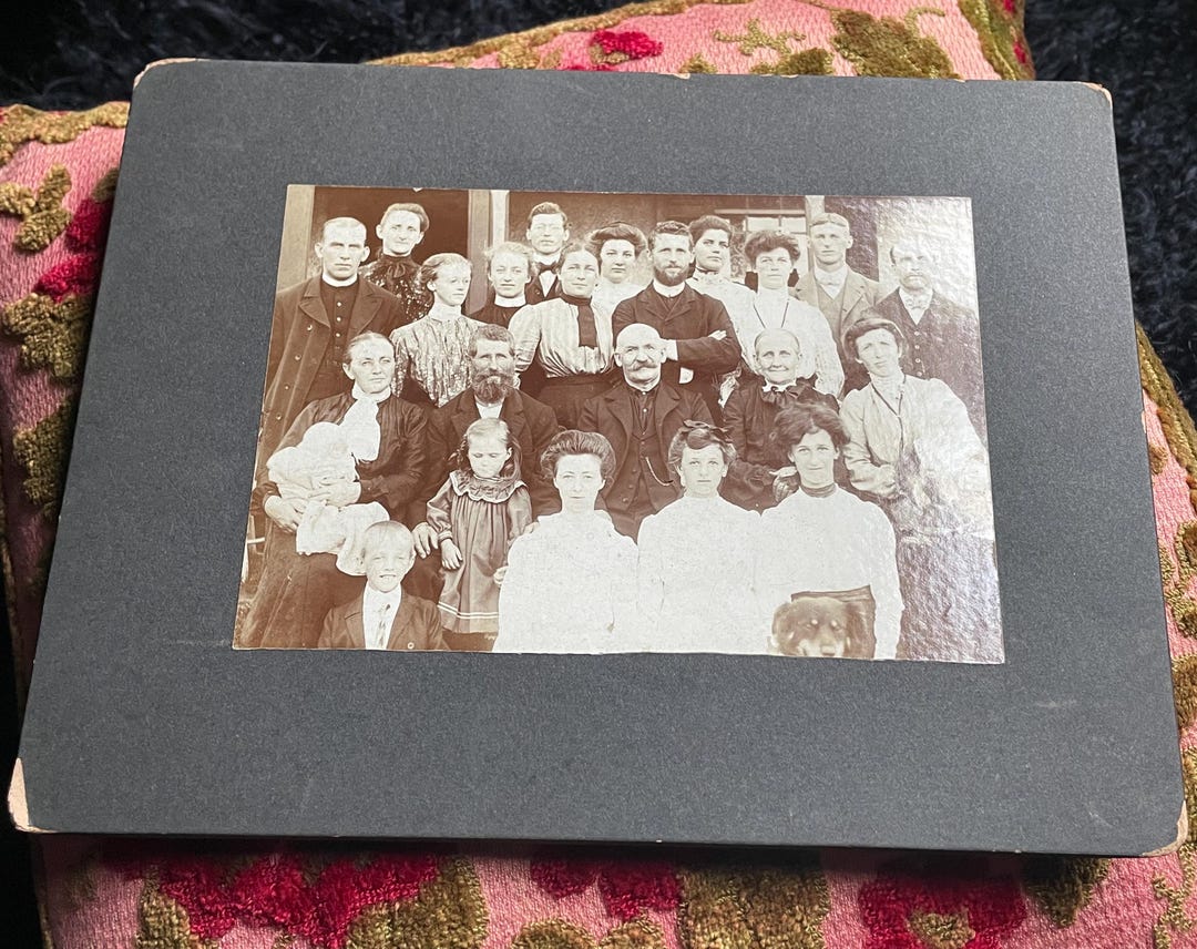 Antique Victorian Group Portrait Mounted Photo of Family & Dog - Etsy