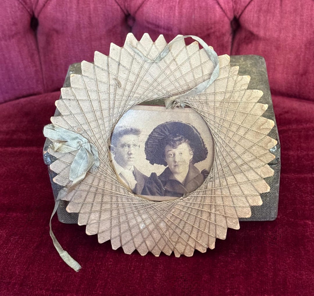Antique Victorian String Art Paper Frame Sepia Photo Portrait of ...