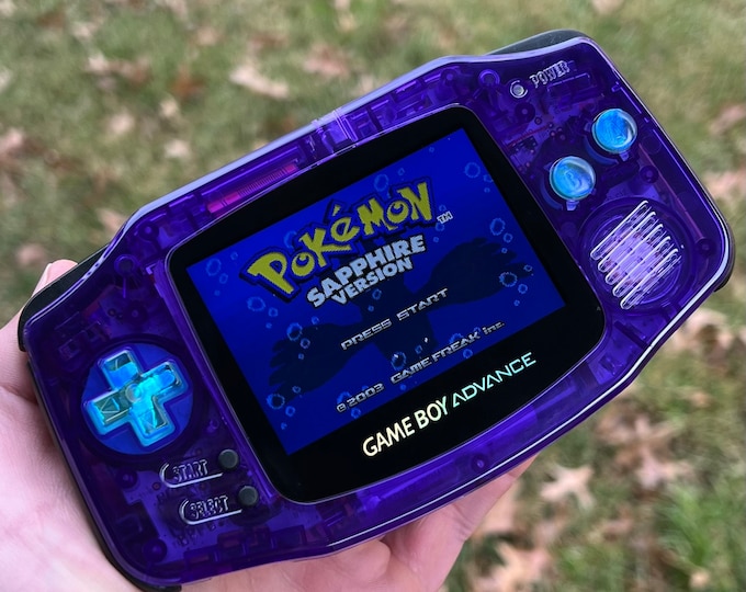 Custom IPS Backlit Nintendo Gameboy Advance Mirror Purple/ Sky Blue ...