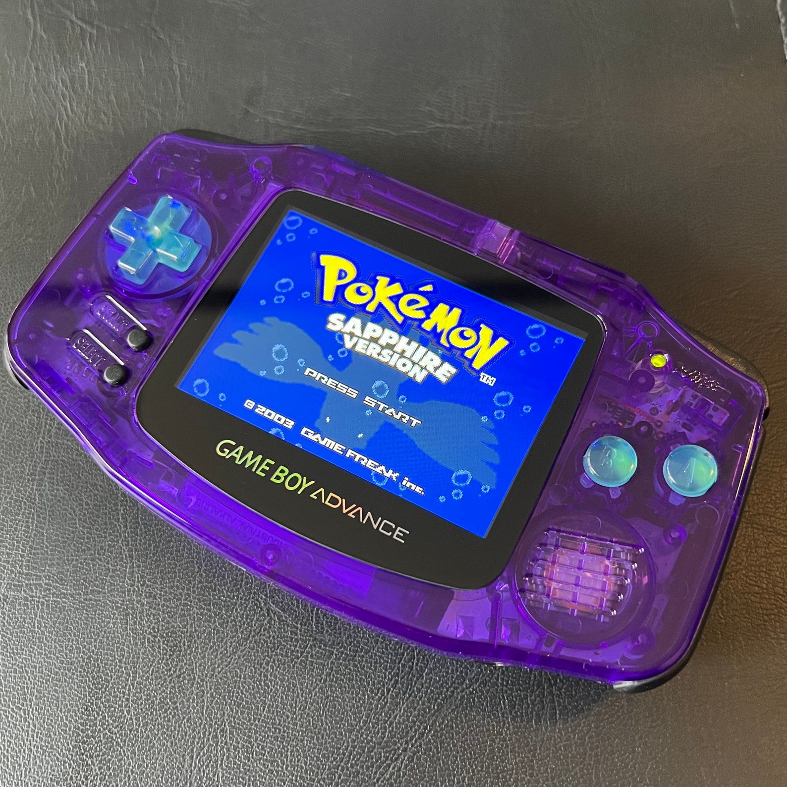 Custom IPS Backlit Nintendo Gameboy Advance Mirror Purple/ Sky Blue ...
