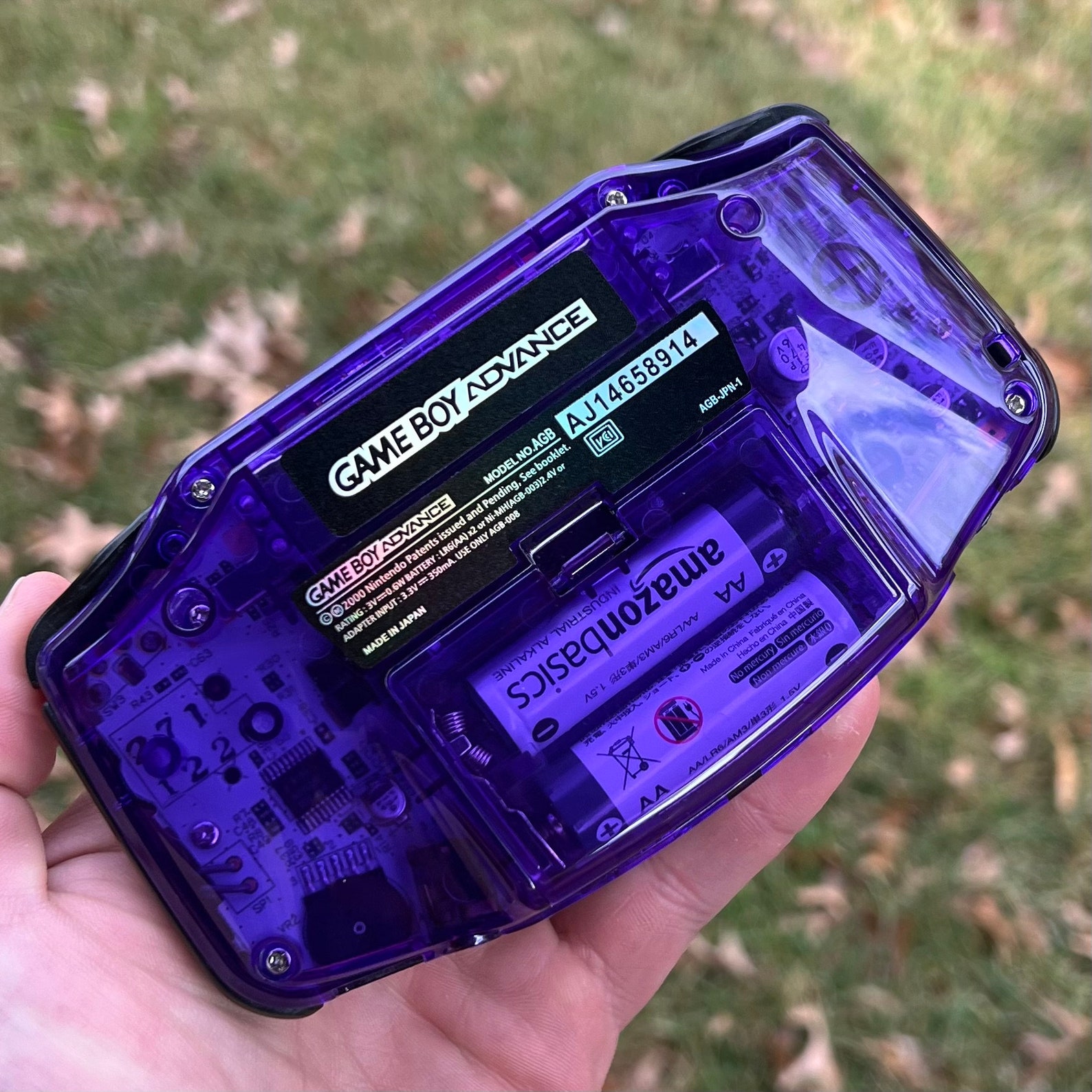 Custom IPS Backlit Nintendo Gameboy Advance Mirror Purple/ Sky Blue ...