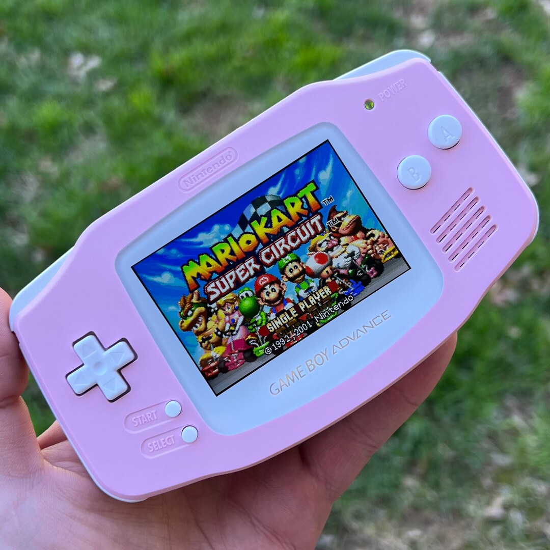 Custom IPS V3 Backlit Nintendo Gameboy Advance Solid Pink/white by ...
