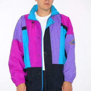 80's Vintage Gender Neutral Color Block Windbreaker Jacket - Etsy