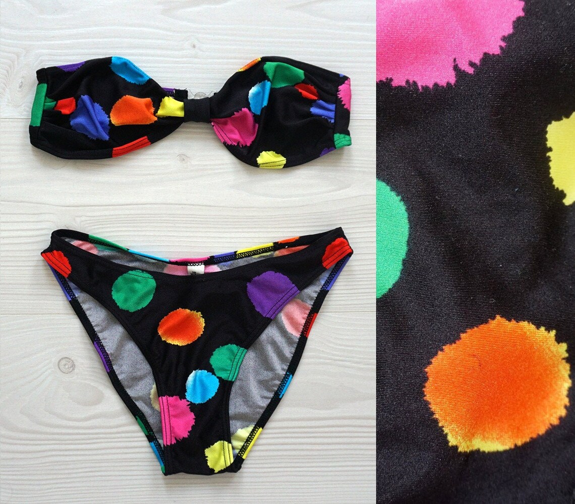 80er Vintage Damen Bademode/ Badeanzug mit Farbflecken | Etsy